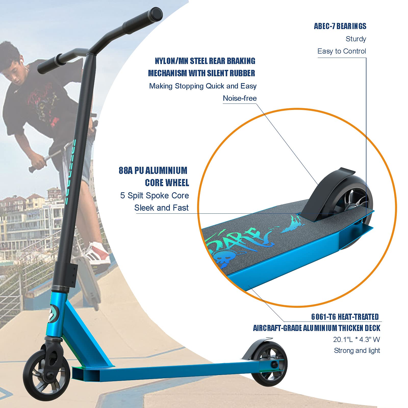 FREEDARE Pro Scooter Stunt Scooter Complete Trick Scooter for Kids 8 ...