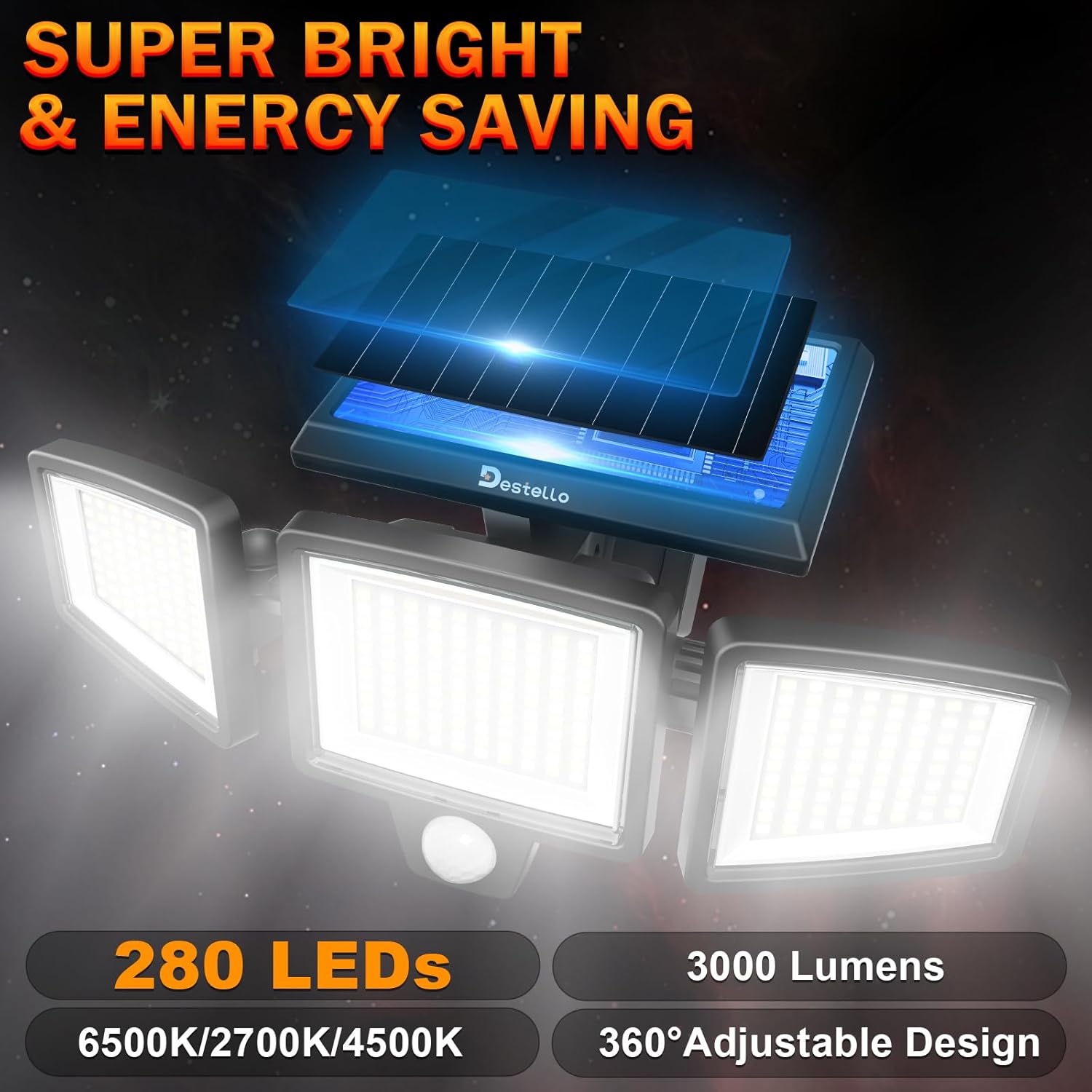 Solar Lights Outdoor,Security Solar Powered Flood Lights, Upgraded High ...