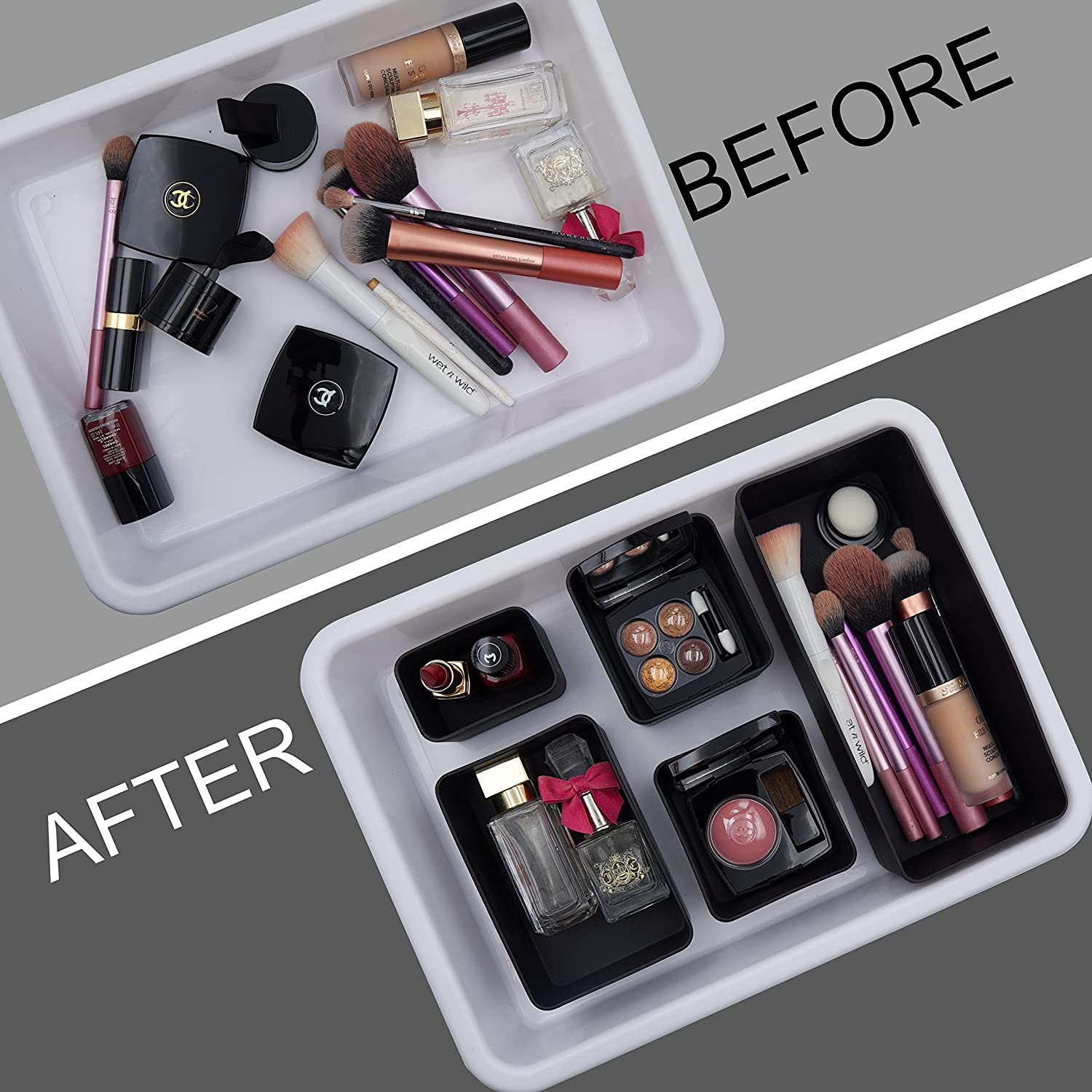 UNCLUTTERED DESIGNS The Nest Minimalist Black Bamboo Fiber Storage ...