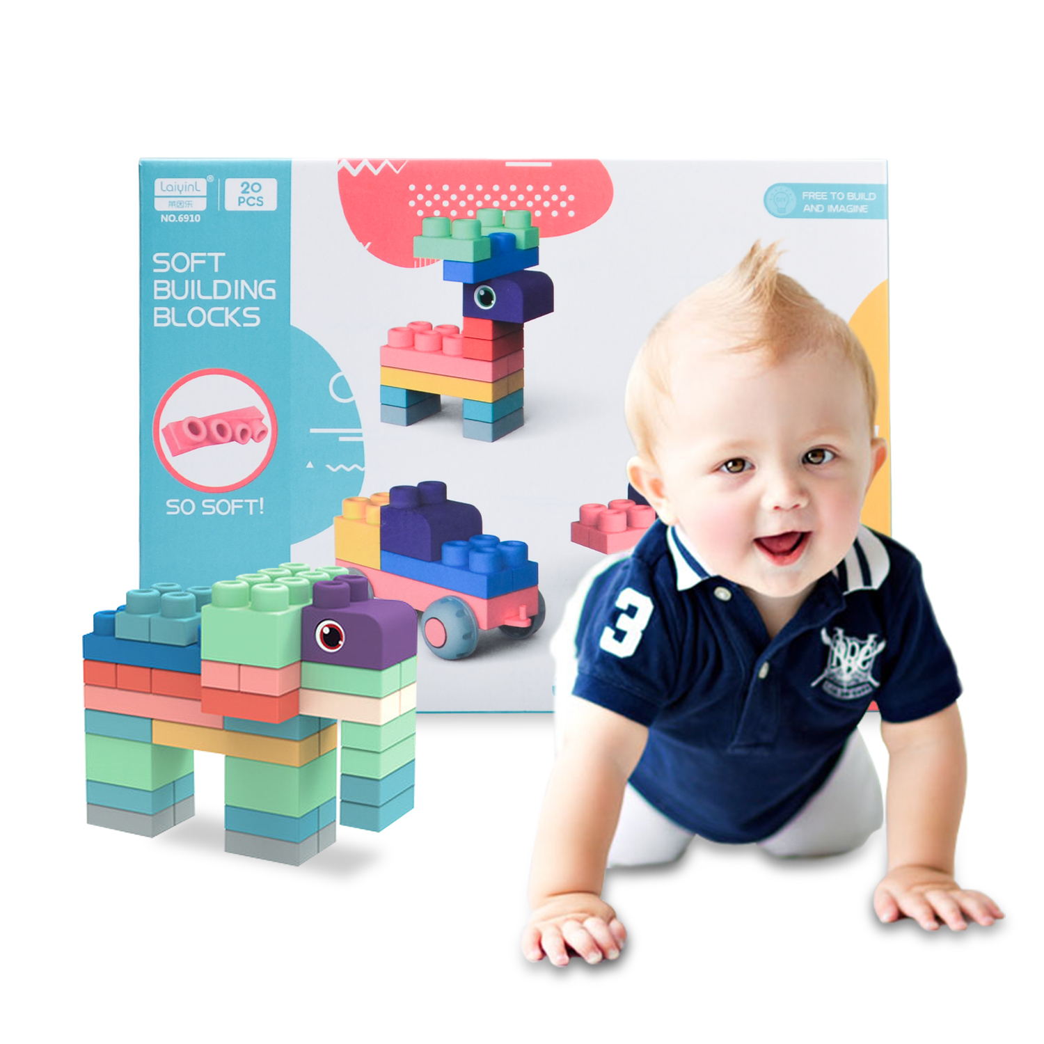 Newest Soft Building Blocks Set for Toddlers, Baby Ages 6 Month Old and ...