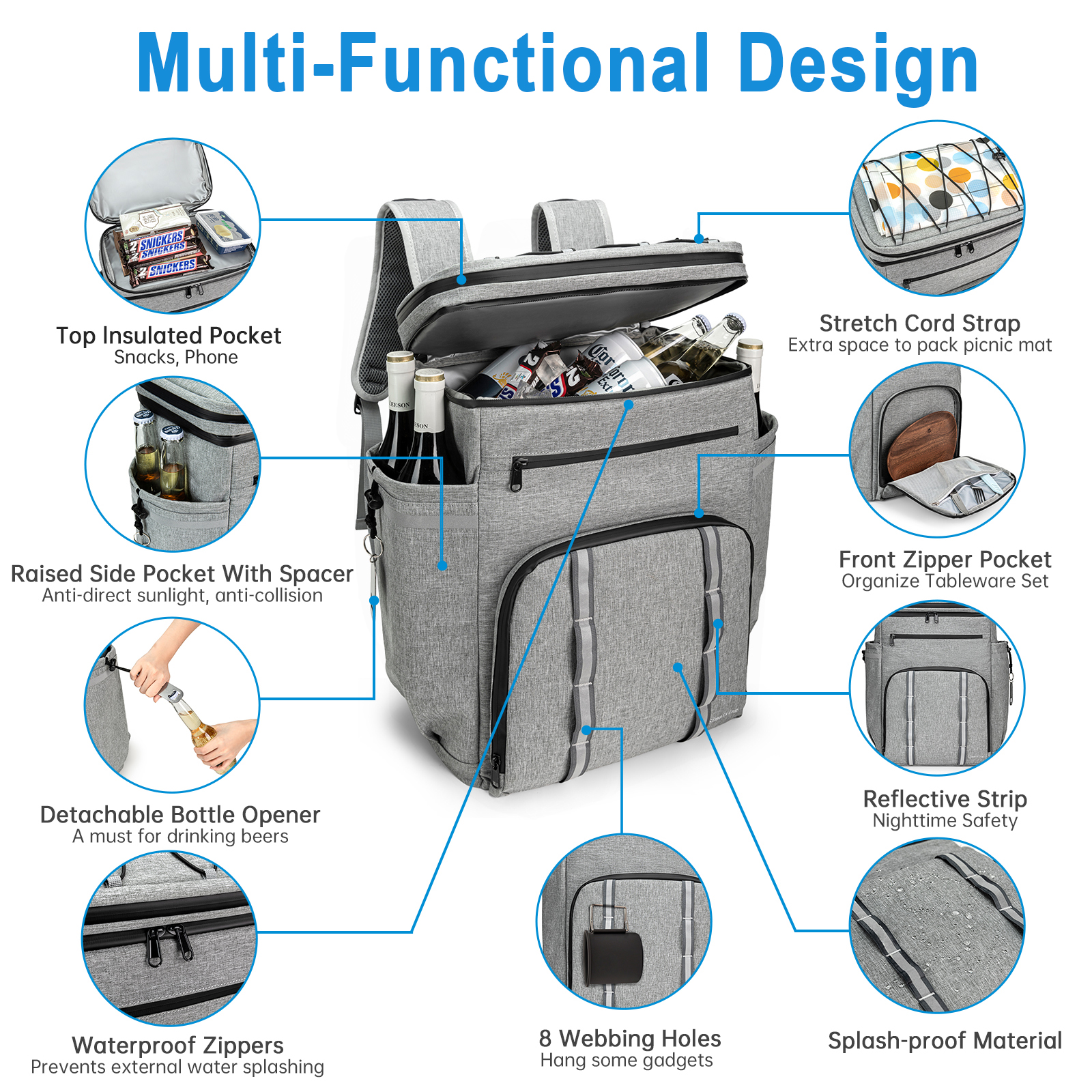 Backpack Coolers Insulated Leak Proof, 45 Cans Beach Cooler Backpack ...