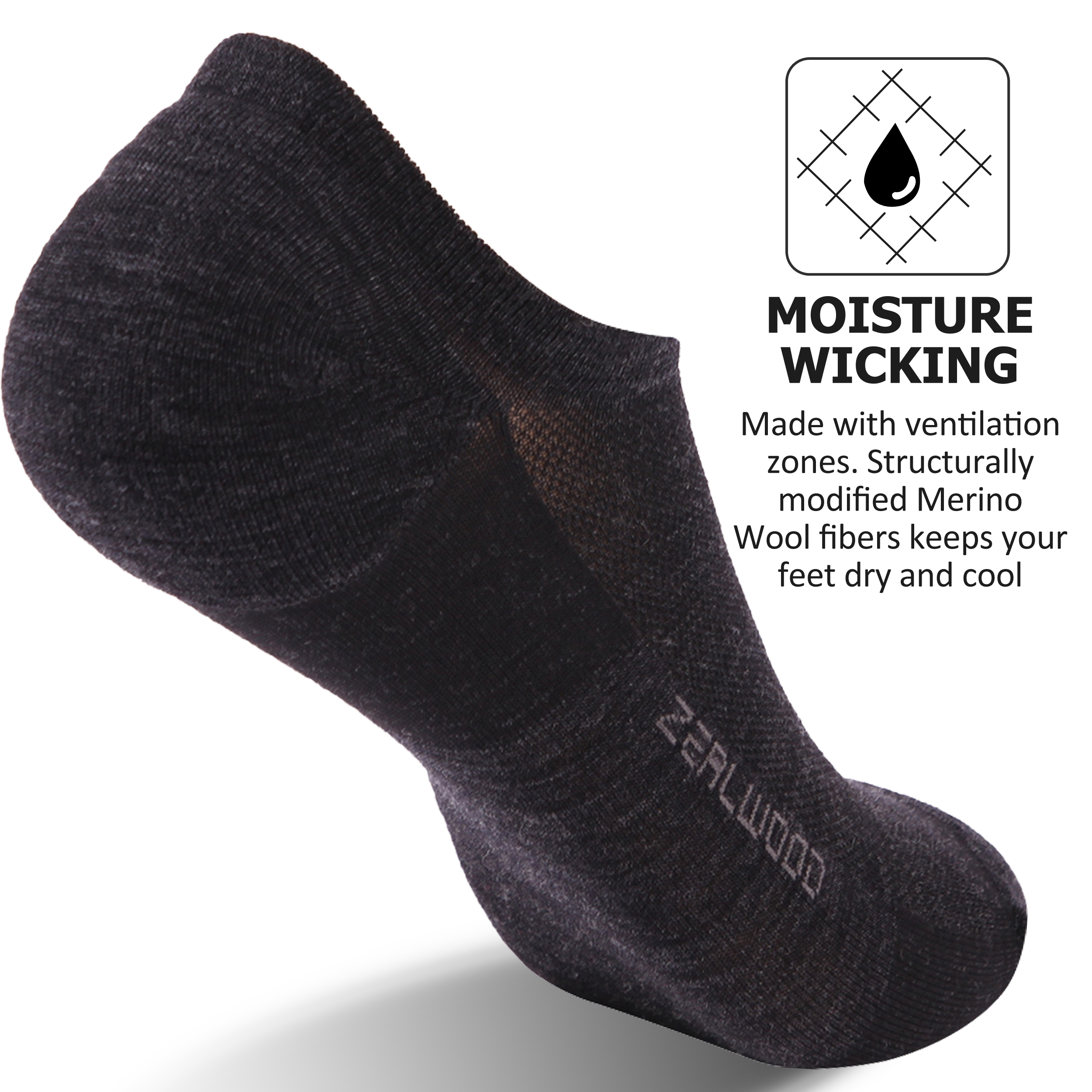 No Show Athletic Socks, ZEALWOOD Unisex Merino Wool Ultra-Light Running ...