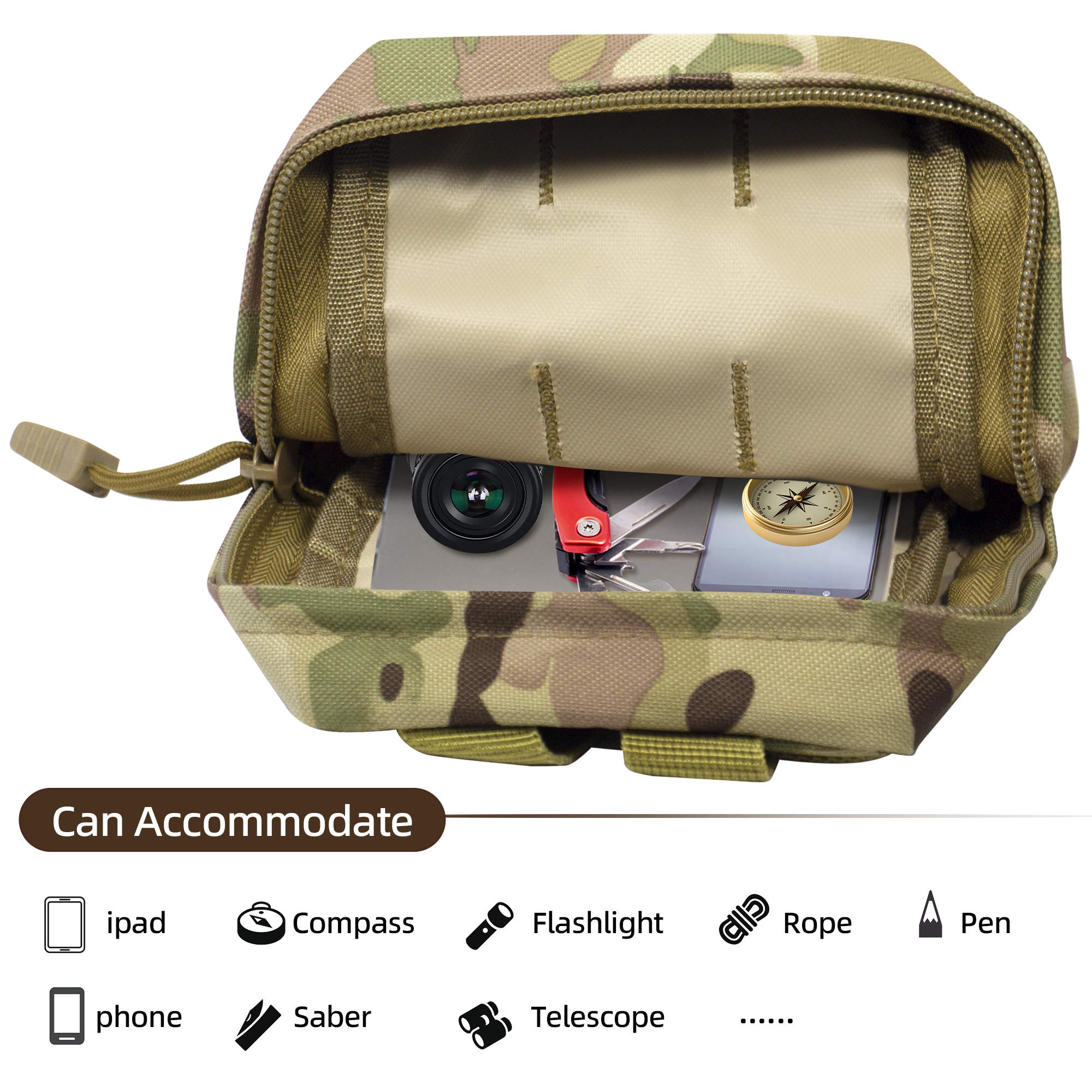 2 Pack Molle Pouches - Tactical Compact Water-Resistant EDC Pouch (2 ...