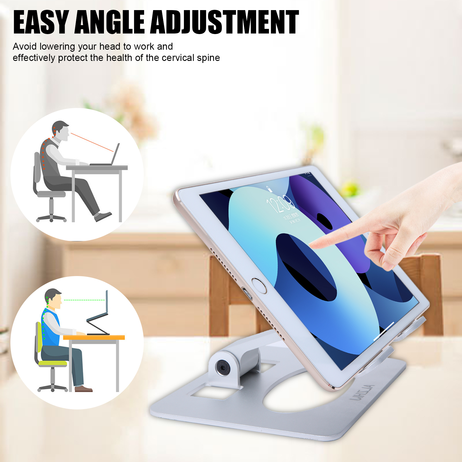 Portable Tablet Holder Stand - Aluminum Alloy Desktop Stand Adjustable ...