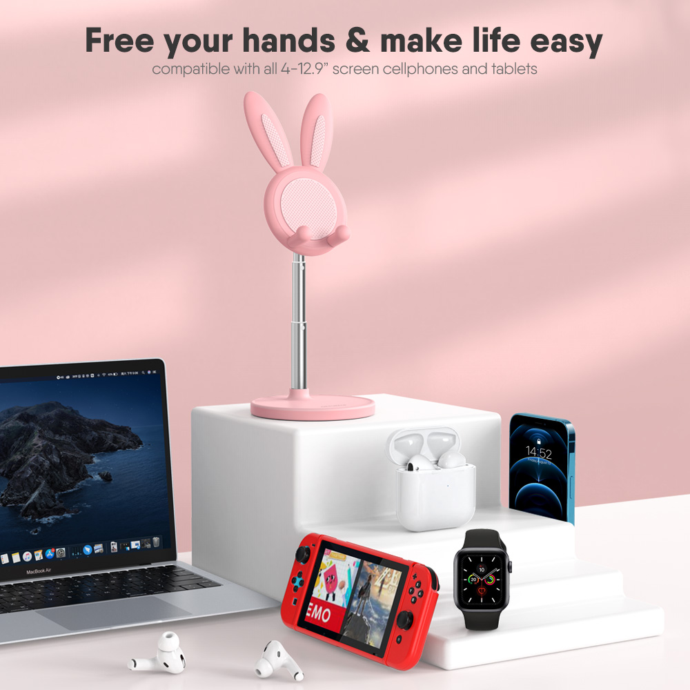 OATSBASF Cute Cell Phone Stand, Adjustable Bunny Phone Stand for Desk ...